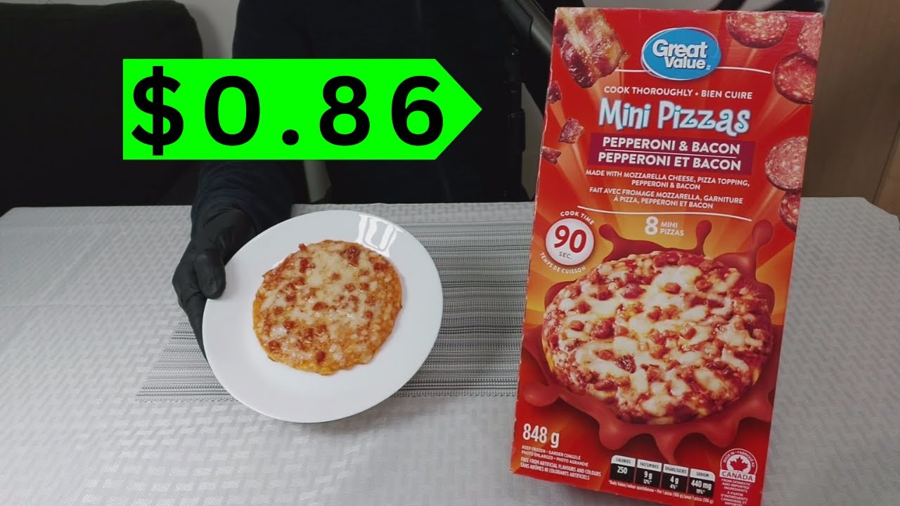 CHEAP Walmart FROZEN PIZZA - Great Value Mini Pizzas REVIEW (Pepperoni & Bacon)