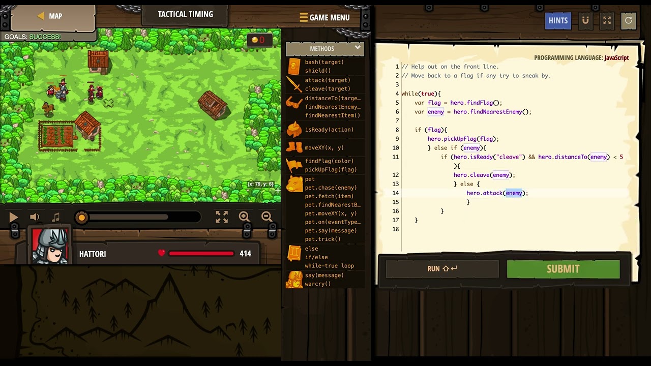 CodeCombat - Tactical Timing - JavaScript