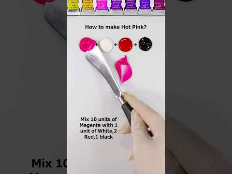 How to make Hot Pink Color?(magenta+white+red+black)🎨 #colormixing #colour #paintmixing