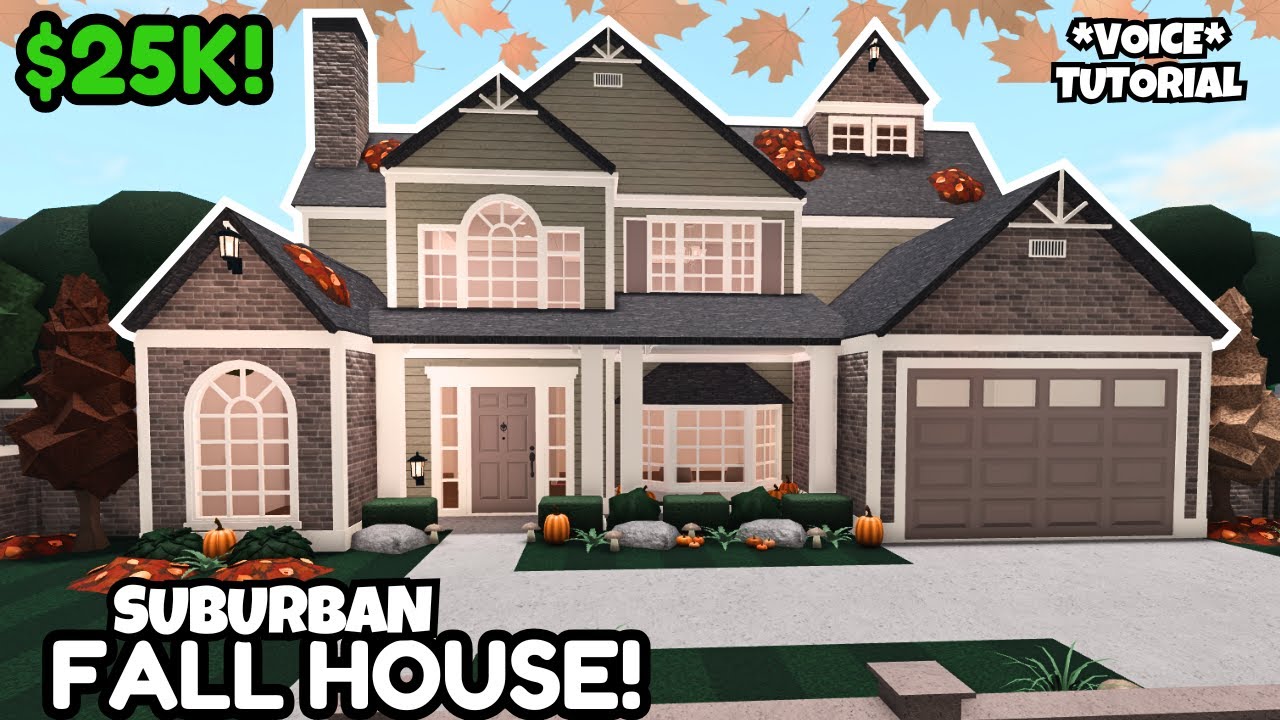 Suburban 25k Bloxburg FALL House Build: 2 Story Tutorial *VOICE*