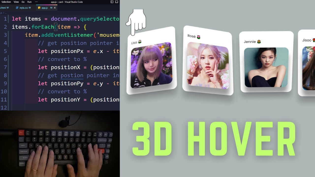 Card Hover 3D Effect Using HTML CSS & Javascript - No Talking