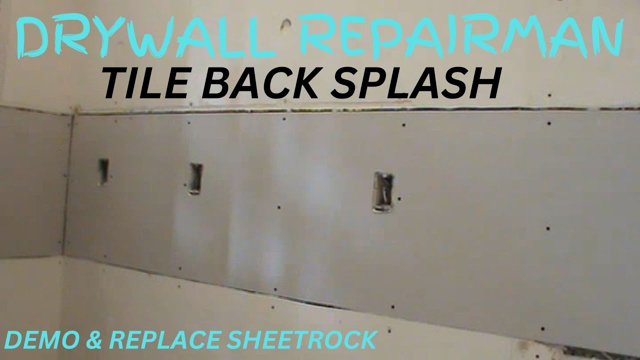 process of remodeling a kitchen removal of the old tile backsplash drywall installation