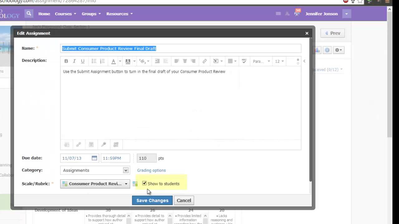 Creating and Using Schoology Rubrics
