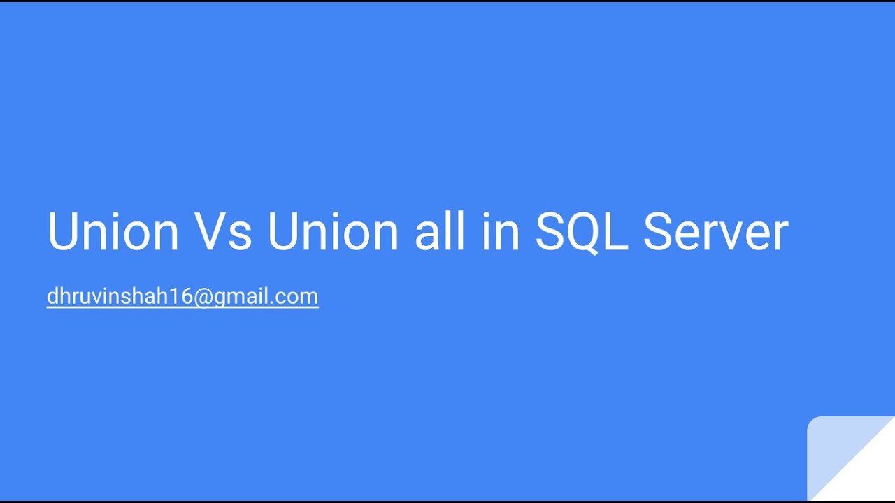 Difference between UNION and UNION ALL in SQL with Example
