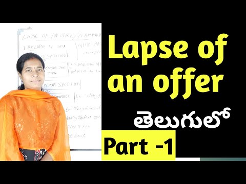 lapse of an offer or termination of an offer @Part-1 from law of contracts in telugu advocate Hyd