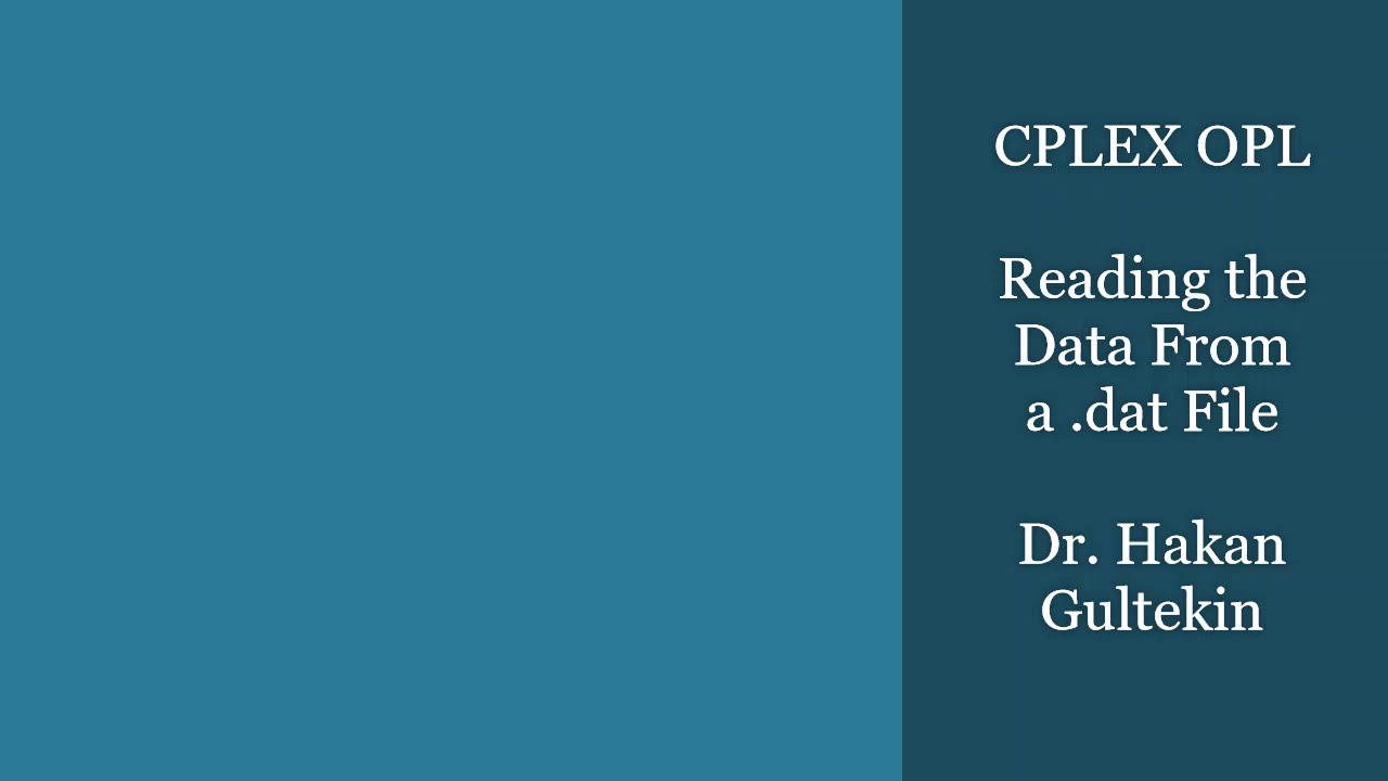 CPLEX OPL Tutorial 04 - Reading Data From .dat File