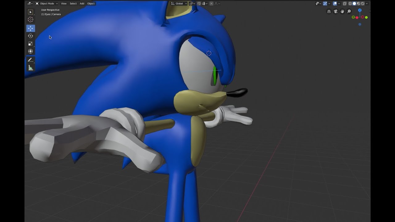 Preparing my 3D Sonic model to be rigged in blender