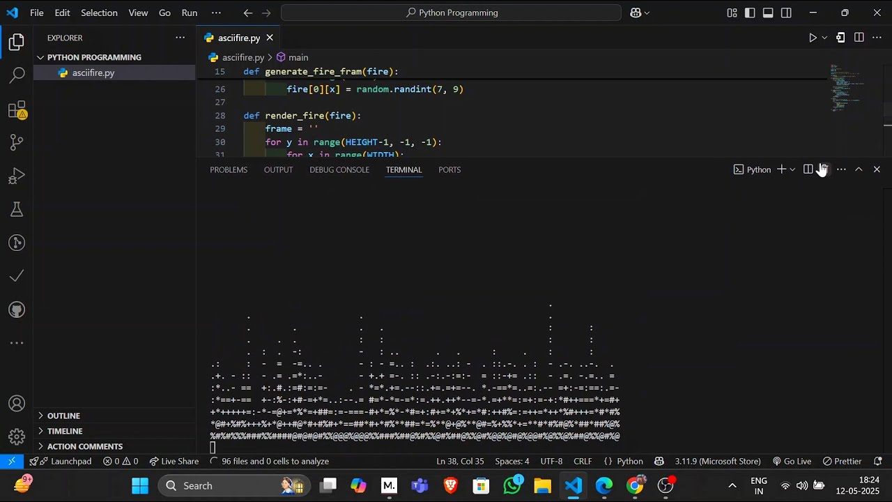 🔥 Python Fire Simulation Tutorial | Create Stunning Terminal Animation in Python!