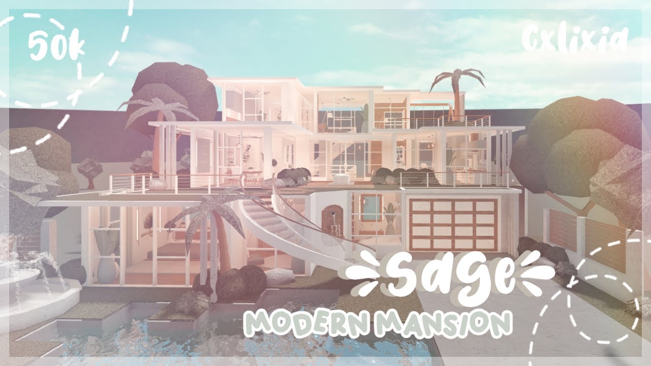 BLOXBURG | Sage 🌿 Modern Family Mansion Exterior | House Build | $50k | Speedbuild