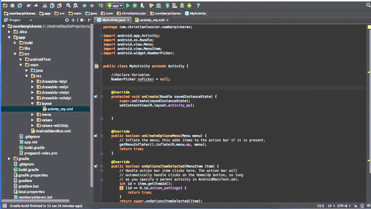 Number Pickers Basic Tutorial (Android Studio)