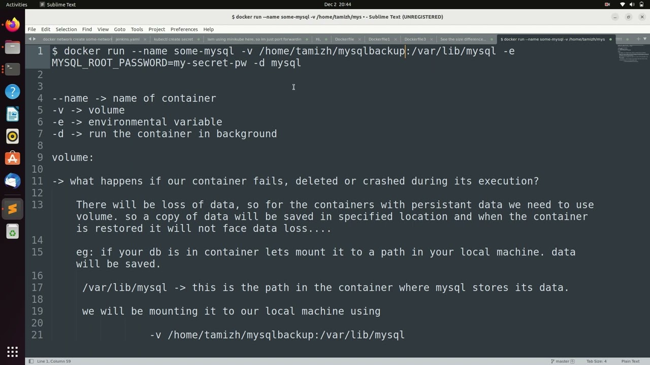 Docker volume with example | Volume mounted to mysql container