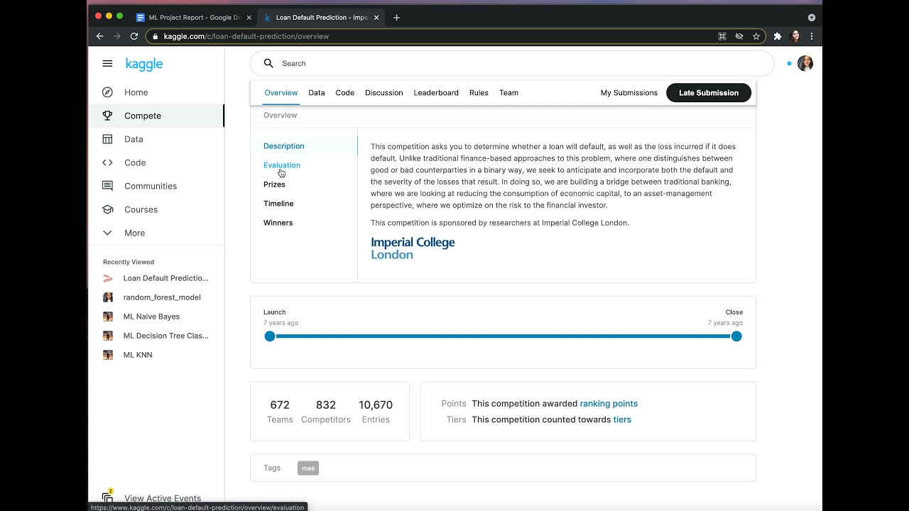 ML Project video on kaggle loan default prediction