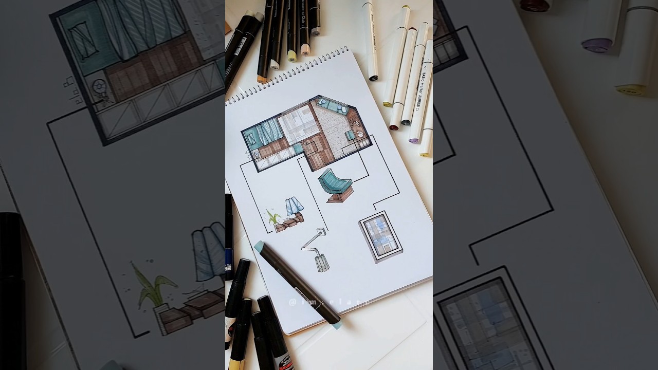 Rendering of the architectural plan with some of its furniture #art #architecture #design #render