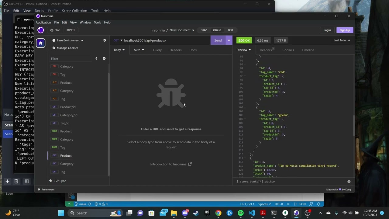E - commerce Back End Challenge - Node JS, mySQL, Sequalize, Express