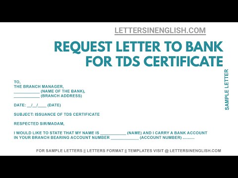 Letter to Bank for TDS Certificate – Letter to Bank Manager
