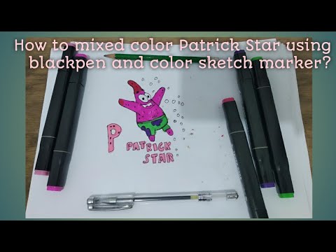 How to mixed color Patrick Star using blackpen and color sketch marker?