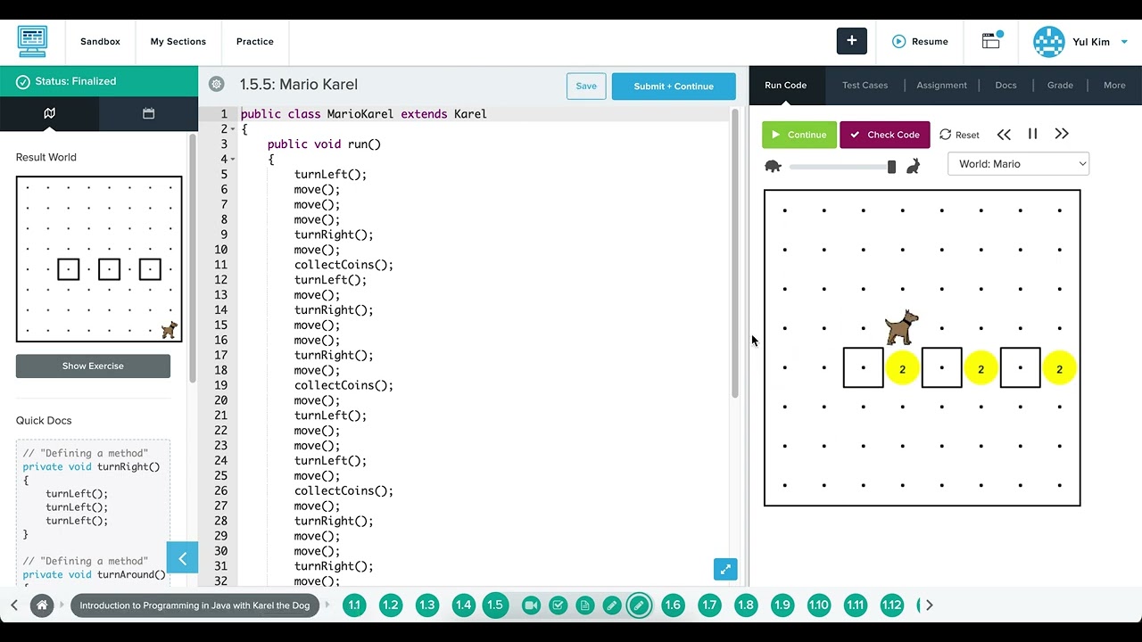 CodeHS - 1.5.5: Mario Karel