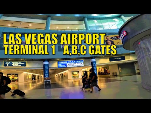 👟✈Walking LAS VEGAS AIRPORT, Terminal 1 & A,B,C Gates