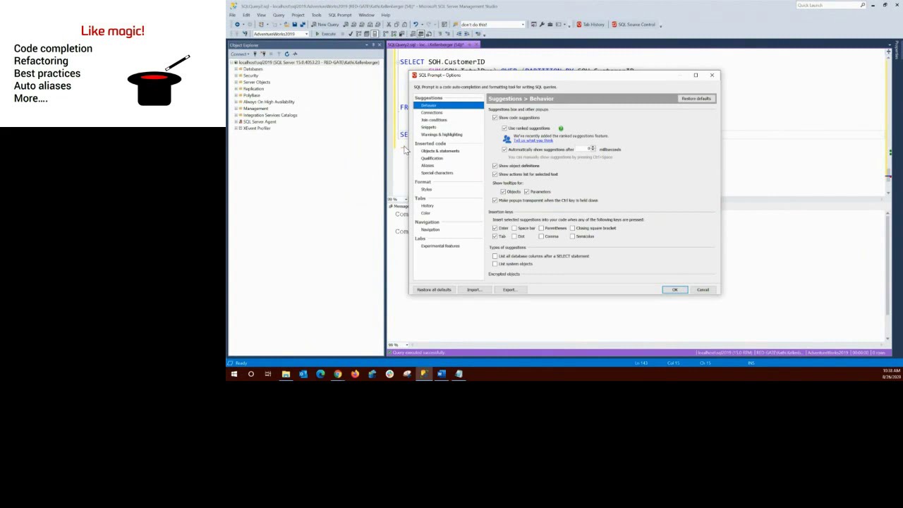 SQL Prompt tips and tricks