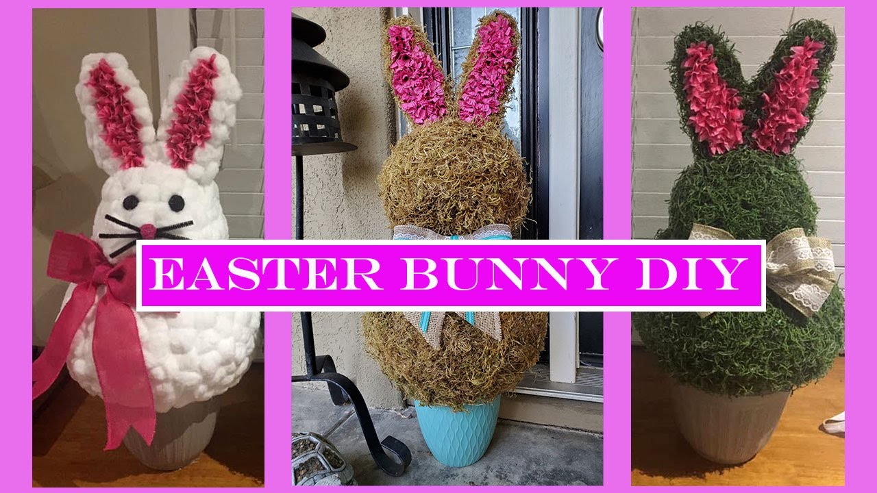 Bunny Topiary for Easter Decor - Dollar Tree Easter Crafts