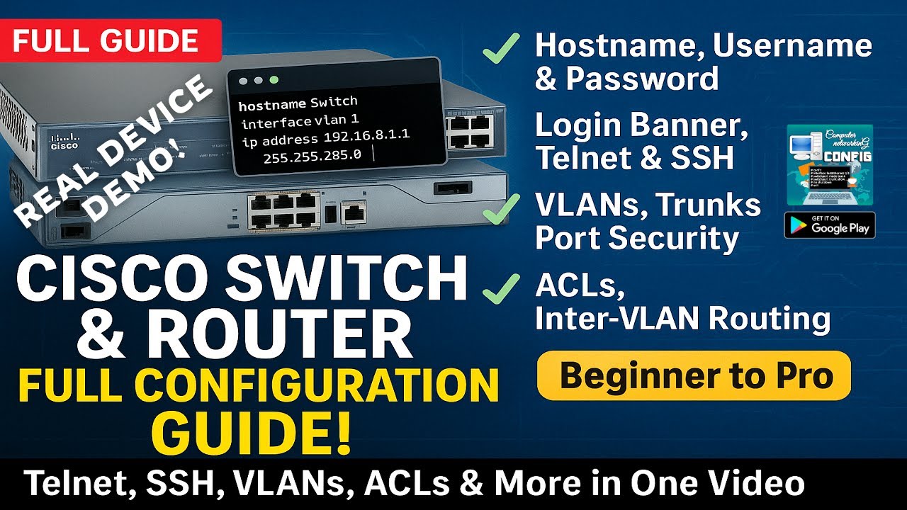 Cisco Switch Full Configuration – Step-by-Step Guide on Real Device | Network Handbook