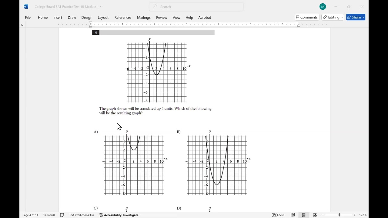 SAT Math Practice Test 10 Module 1 College Board 2025-2026