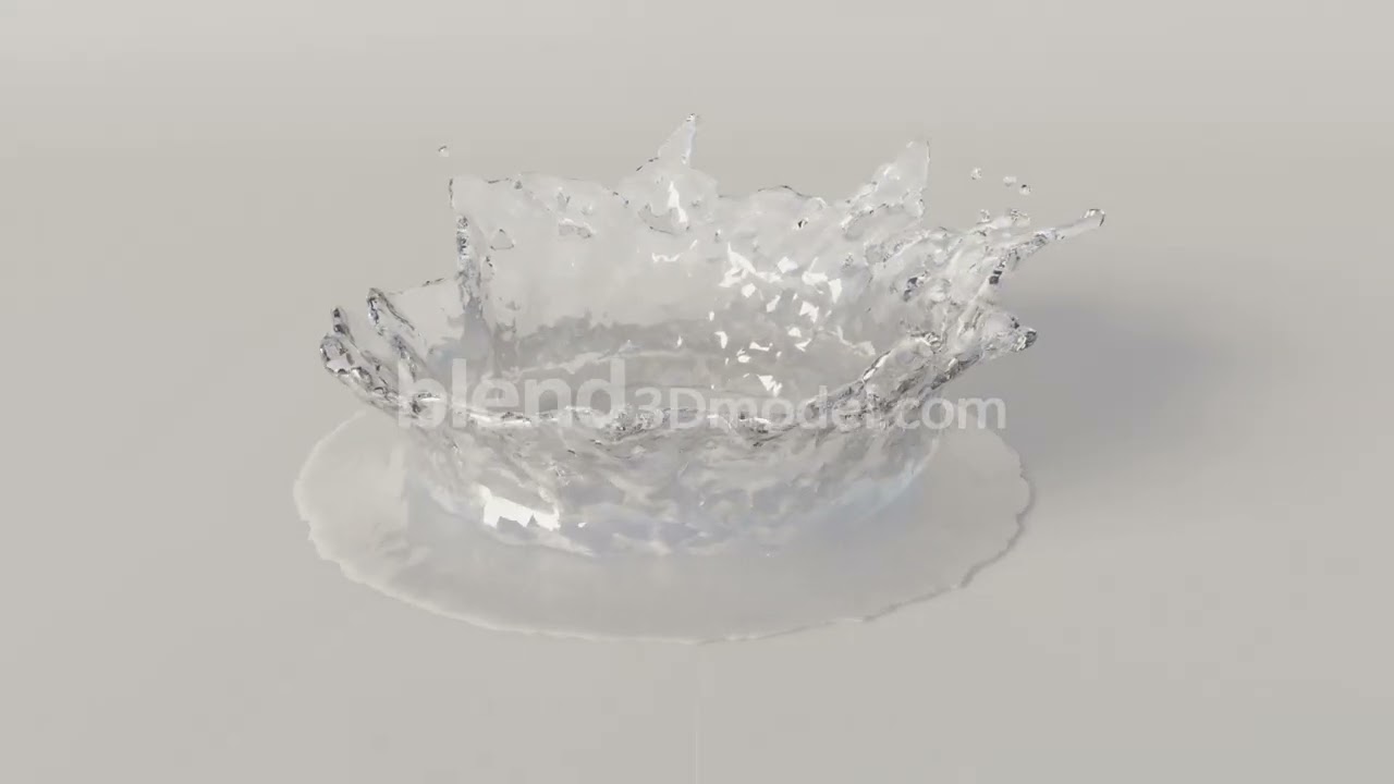 Water Splash Crown Shape 3D Model Turntable Animation Showcase | Download in blend, fbx, obj