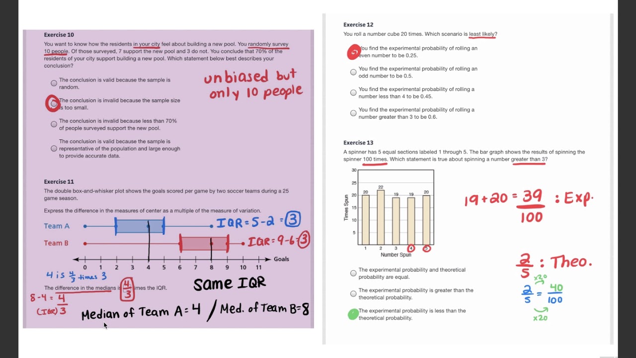 Statistics and Probability Practice Test Key Explained