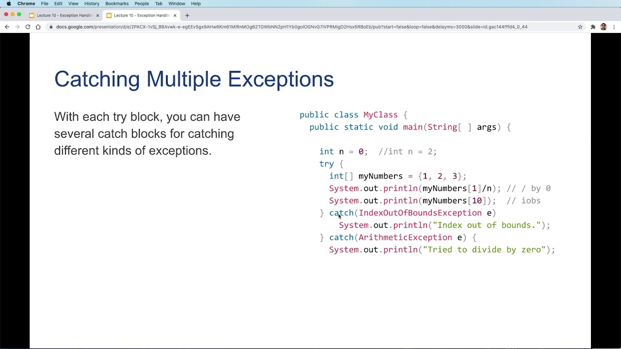 Java Exceptions 7: Multiple Catch Statements