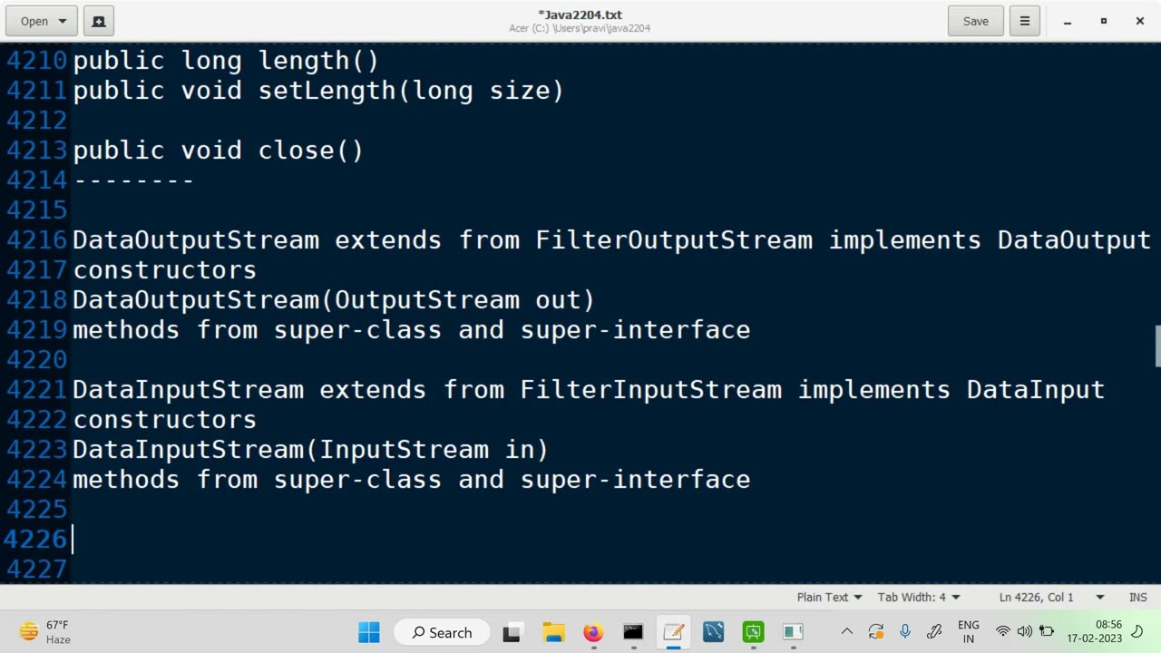 DataInputStream, DataOutputStream classes
