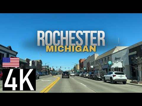 Road Tour of Rochester, Michigan in 4K - Downtown Rochester - Detroit Suburb