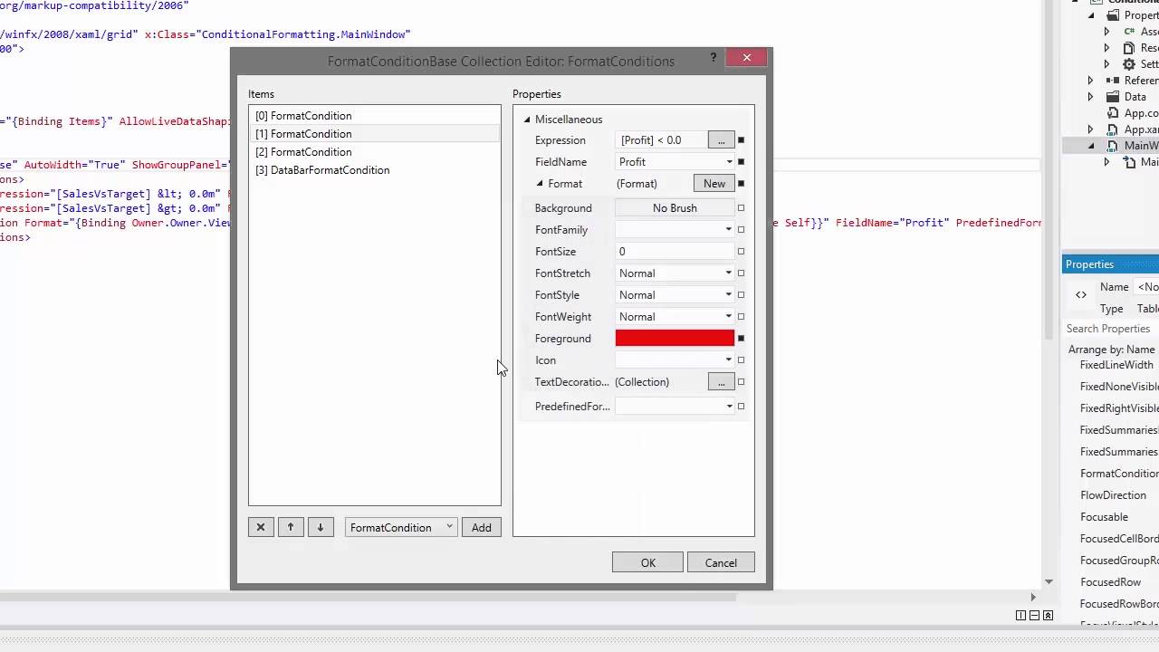 DevExpress WPF Grid: Conditional Formatting