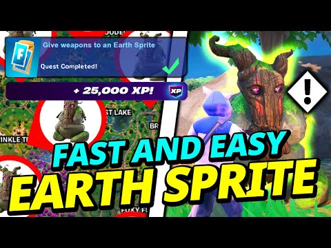 How to EASILY Find an EARTH SPRITE & Give Weapons to an Earth Sprite (ALL LOCATIONS + MAP) Fortnite