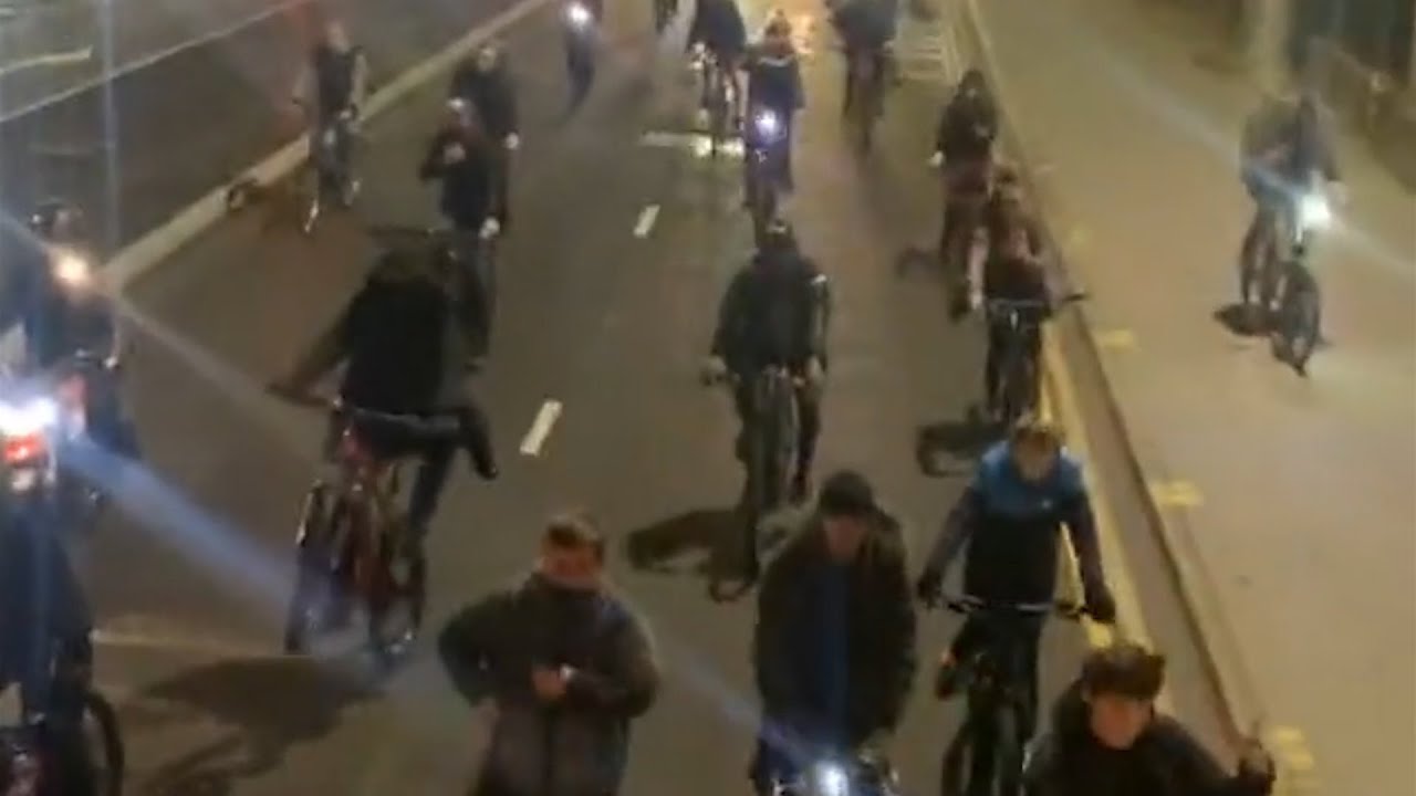 Watch: Hundreds of cyclists join 'Ride & Rave' event in Liverpool