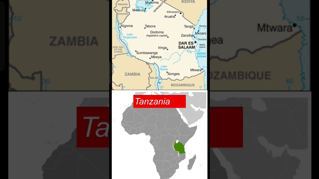 Tanzania map and city with famous| world map of countries|# countries map|# famous countries