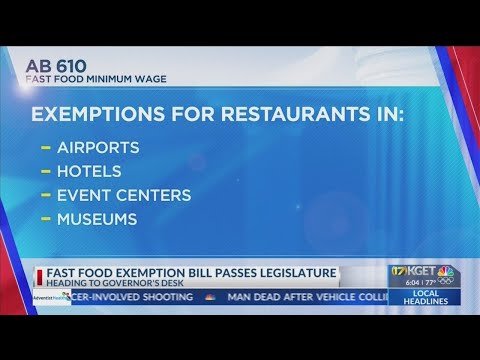 CA Assembly passes bill exempting some fast food restaurants from minimum wage increase