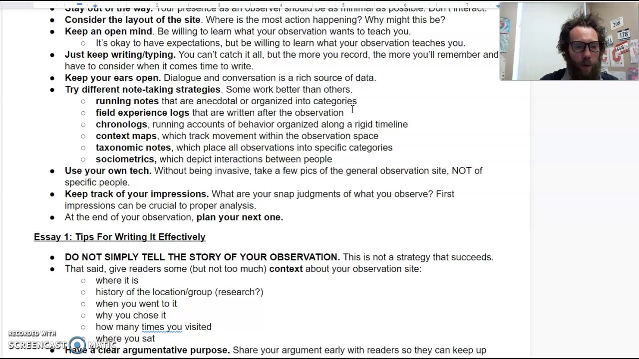 Observation Essay: Tips and Suggestions