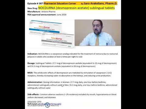 NOCDURNA (desmopressin acetate) sublingual tablets- nocturnal polyuria in adults