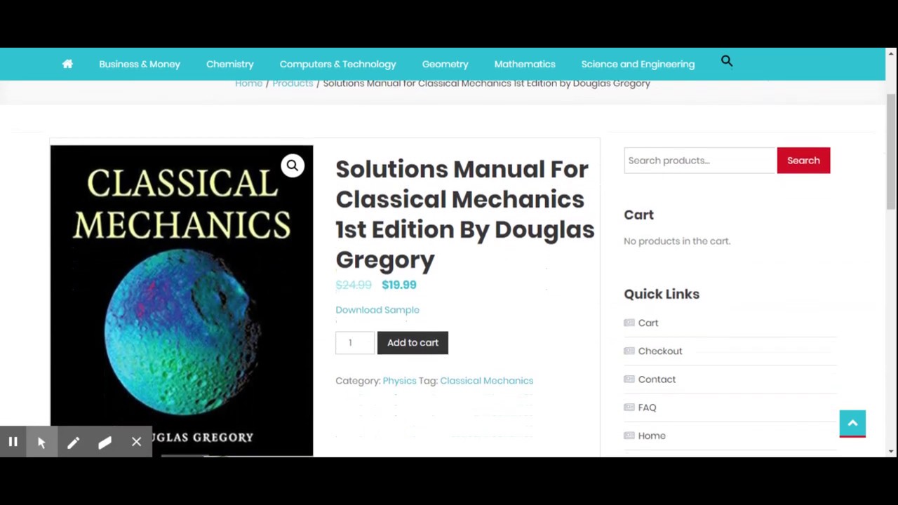[PDF] Solutions Manual for Classical Mechanics by Douglas Gregory