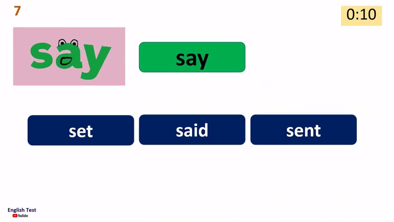 Past Simple Irregular Verbs Quiz for Kids