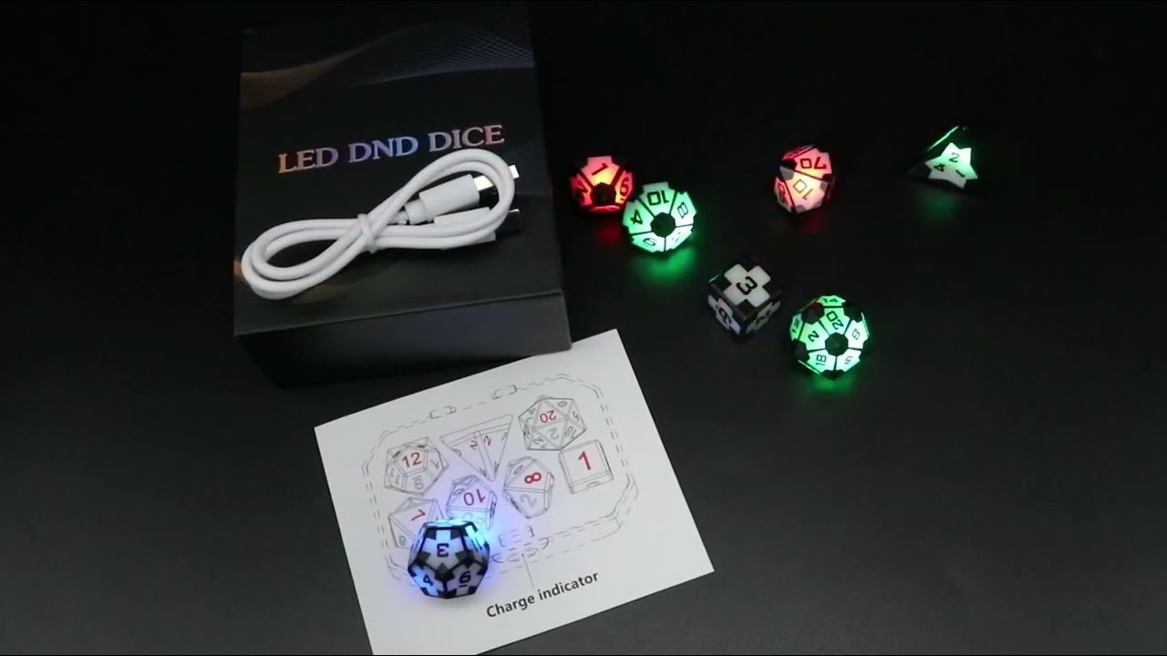LED Dice Rechargeable, DND Light up Dice Electronic Dice Set with Charging Box