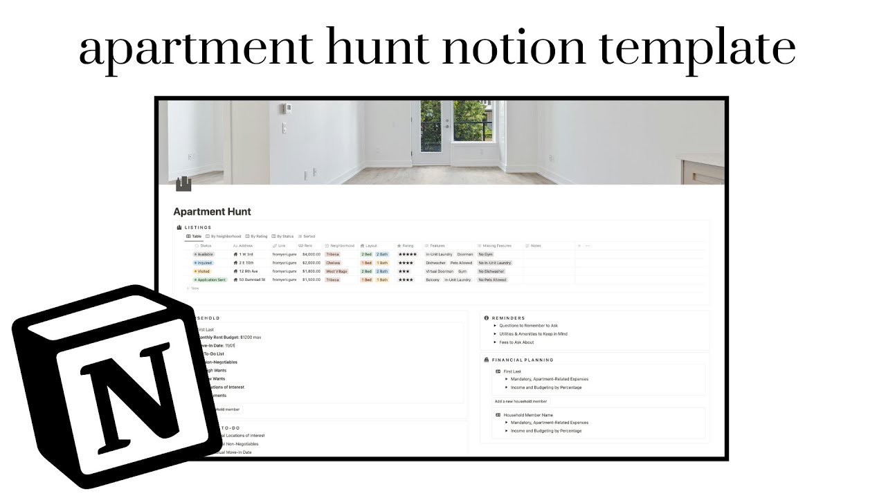 how i apartment hunt with notion | template