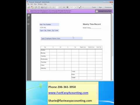 Free Simple Time Card From Fast Easy Accounting
