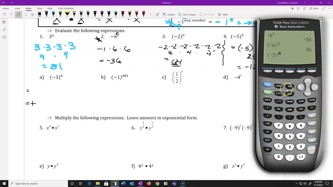 Alg 1 Unit 9 Day 1 Exponents Unit