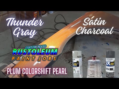 RUSTOLEUM THUNDER GRAY AND CHARCOAL GRAY PAINT JOB WITH A PLUM COLORSHIFT PEARL!!!