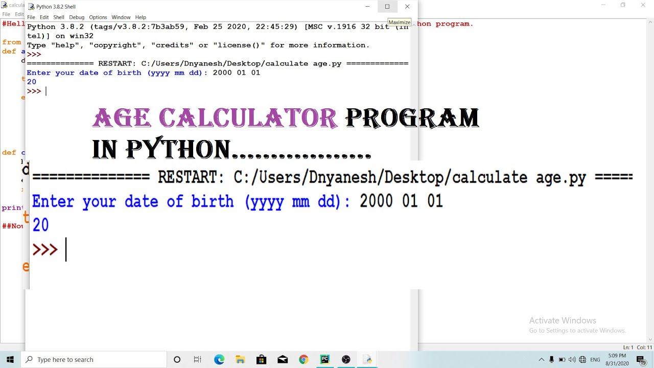 Simple Age calculator Program in python.
