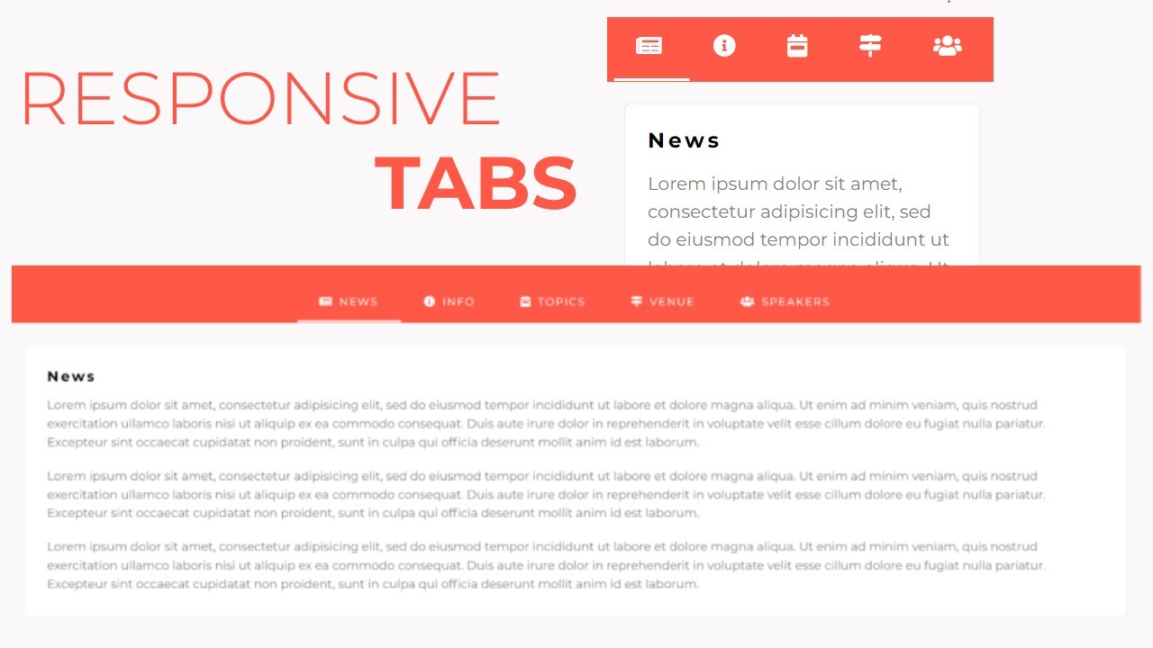 Responsive Tabs using HTML CSS and Javascript | Tabs Filtering | CSS Tabs