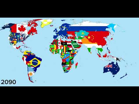 Alternative Future of World Map with Flags - 2025-2220