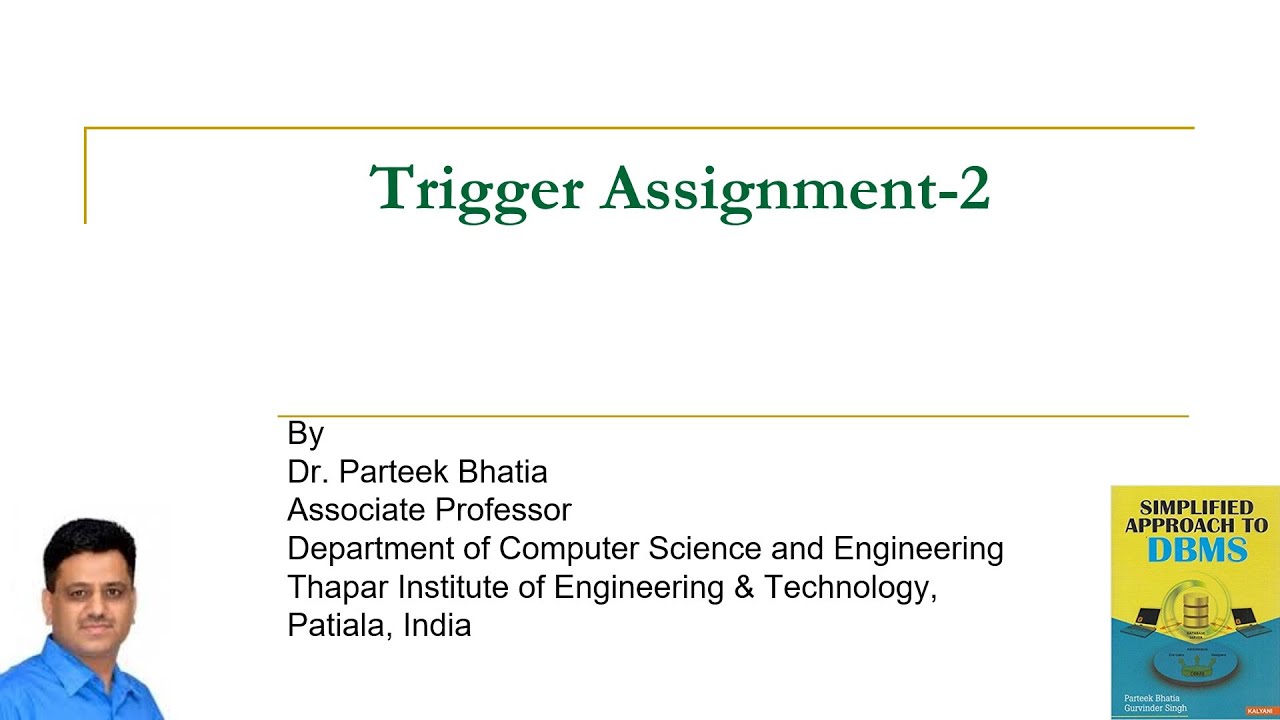Trigger Assignment-2 | PL/SQL | Parteek Bhatia | Simplified Approach to DBMS | Databases | Oracle