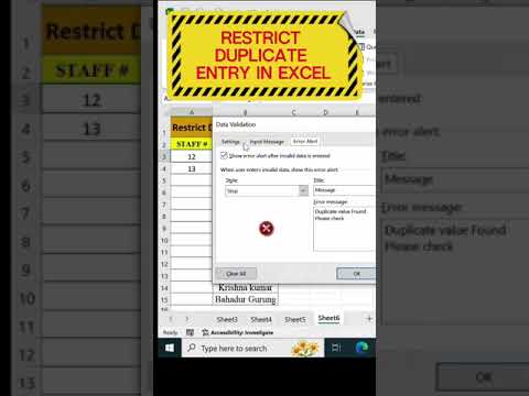 How to Restrict Duplicate Entry In Excel 🔥
